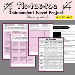 Novel Project for Any Book Study Independent Unit Project Tic-tac-toe ...