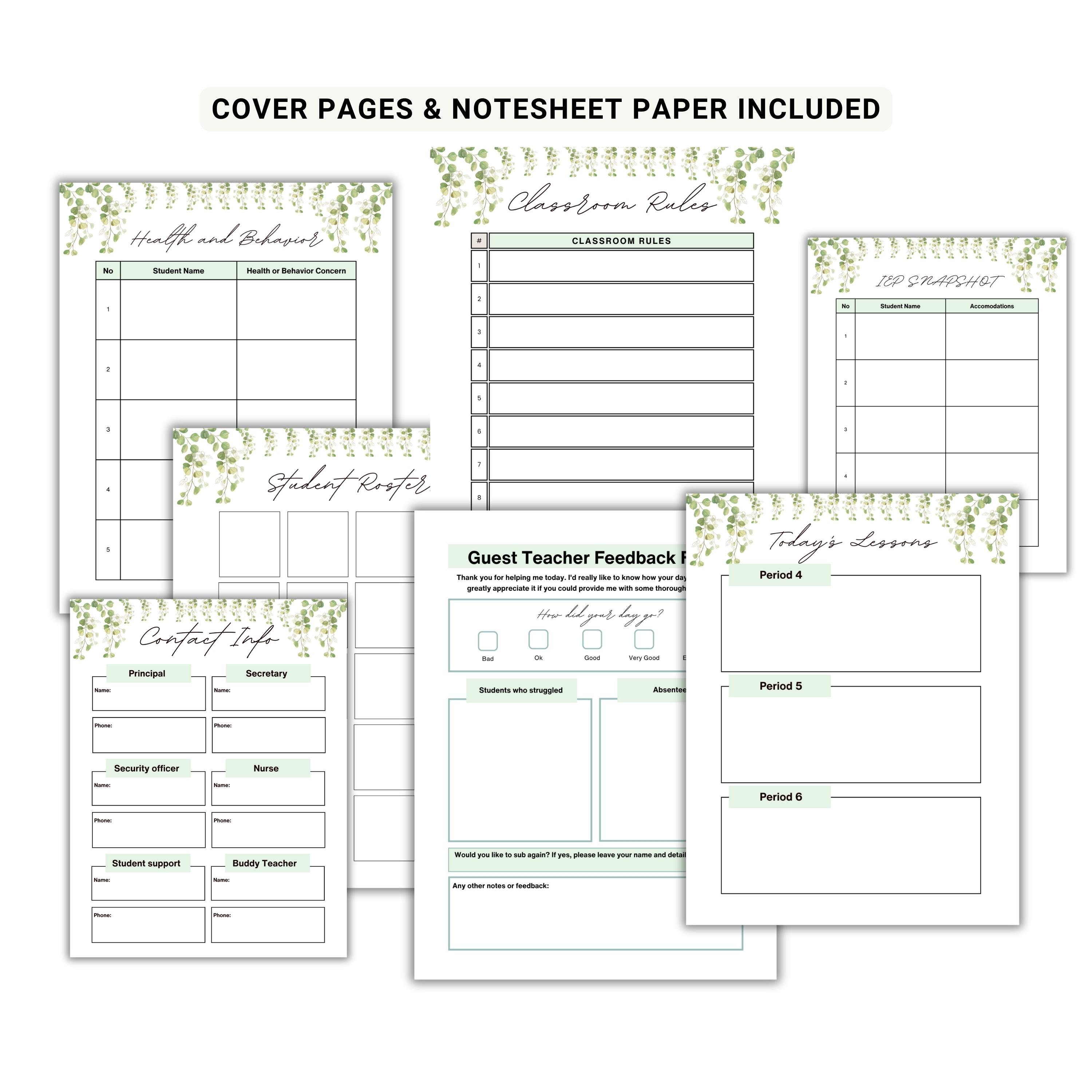 Substitute Teacher Plan Guest Teacher Binder Maternity Folder - Etsy