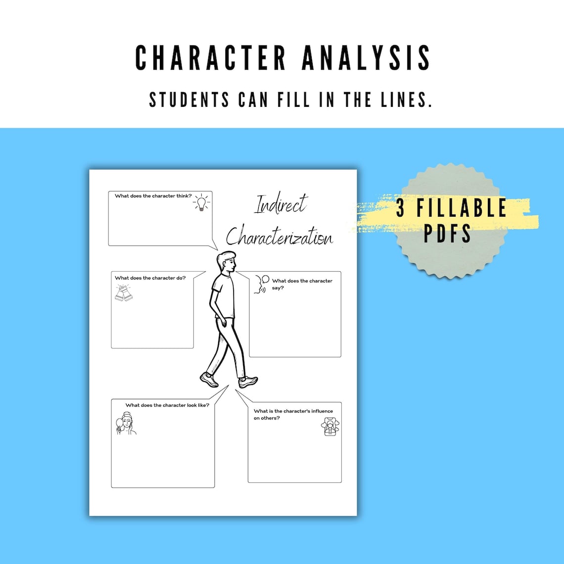 Character Sheet Characterization Template English Graphic Organizer ...