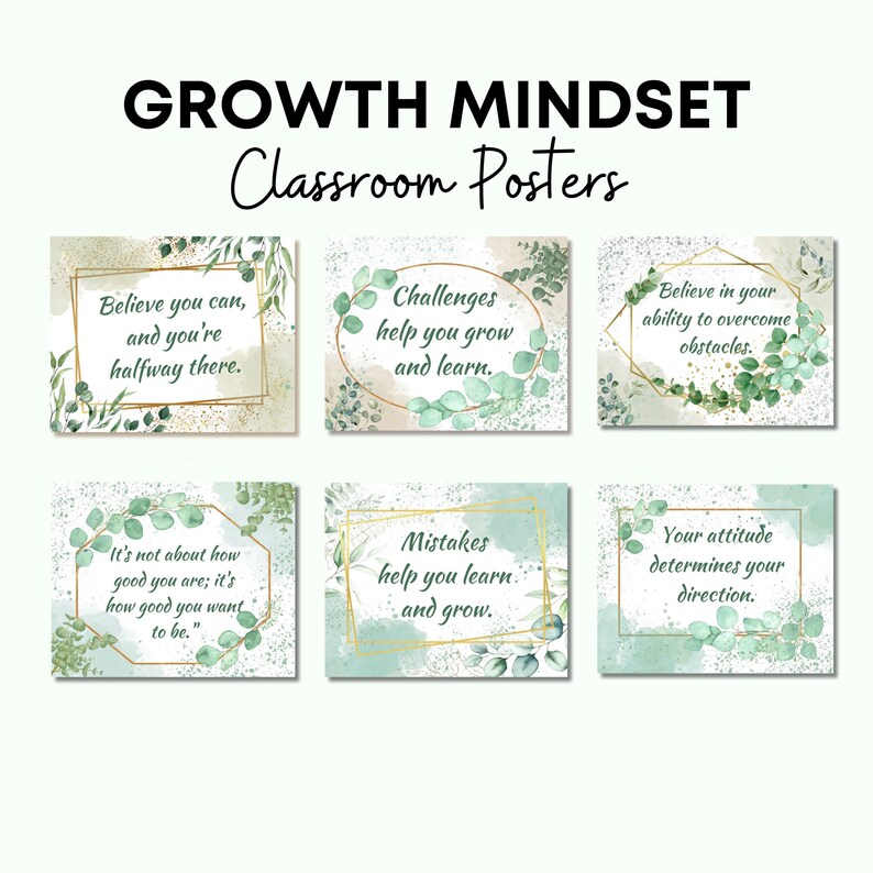 Classroom Poster Set Growth Mindset Poster Class Decor - Etsy