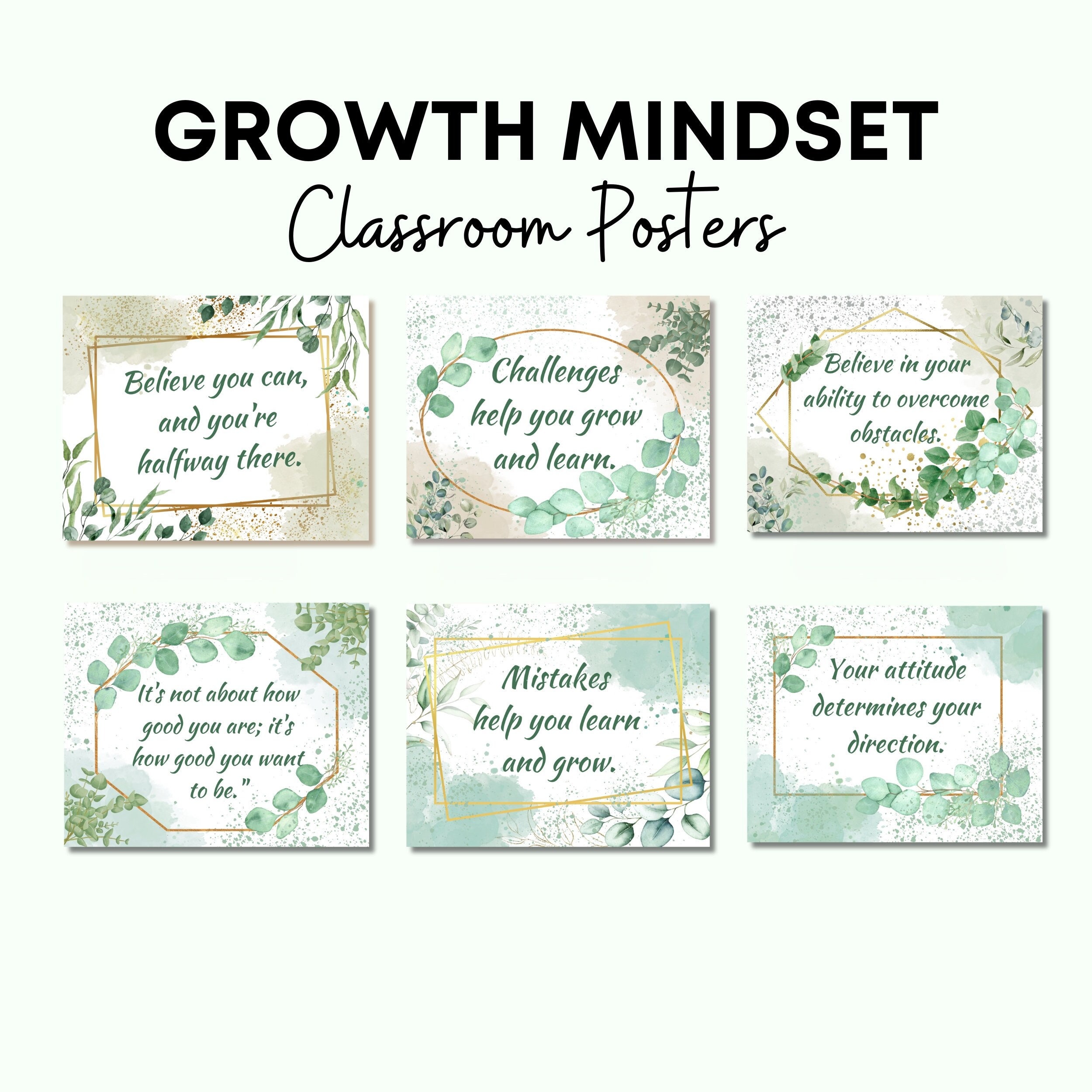 Classroom Poster Set Growth Mindset Poster Class Decor - Etsy