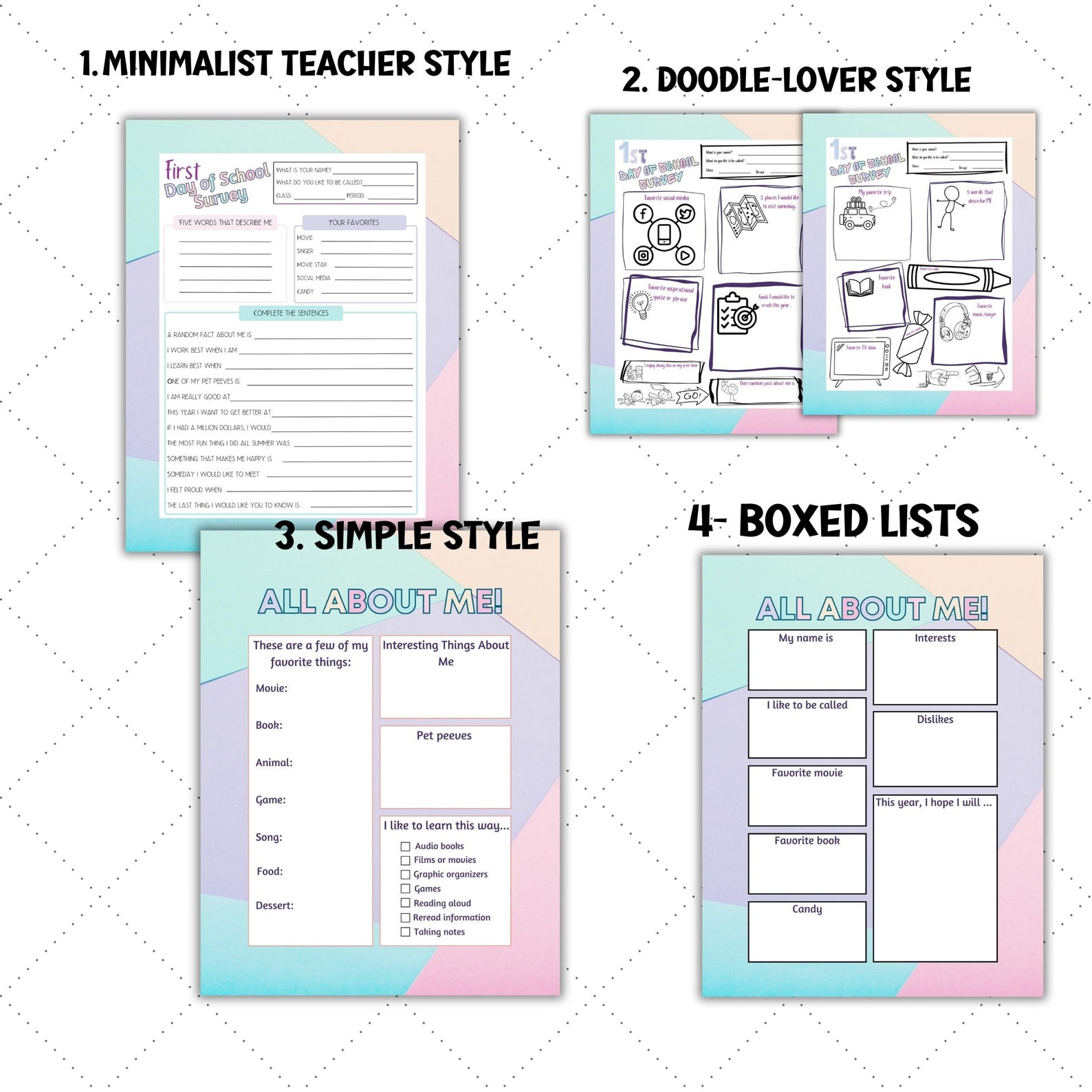 Back to School Student Survey Student Questionnaire Student Learning ...