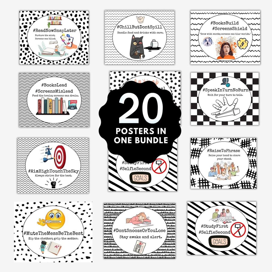 Hashtag Classroom Rules Posters for Bulletin Boards, Class Decor ...