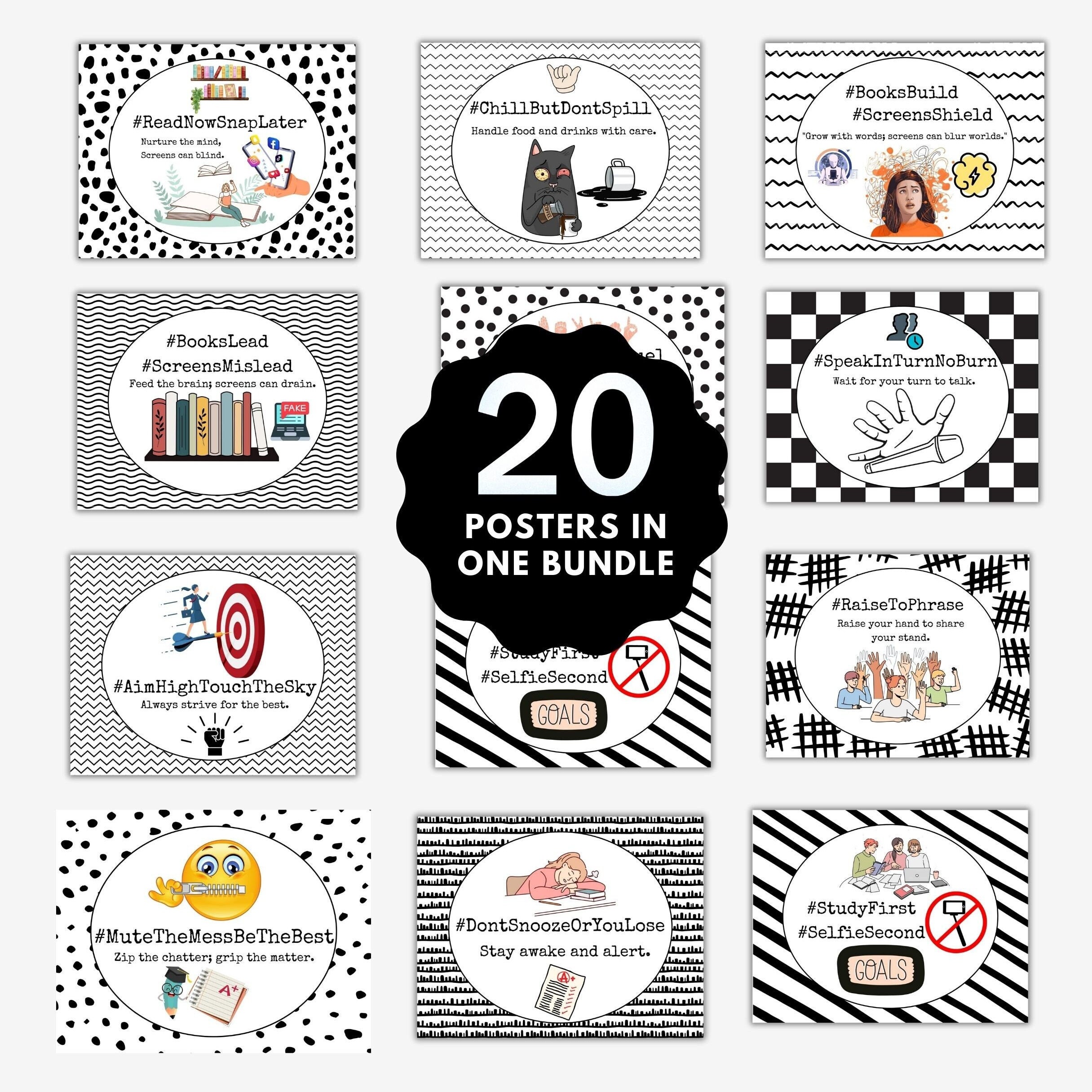 Hashtag Classroom Rules Posters for Bulletin Boards, Class Decor ...