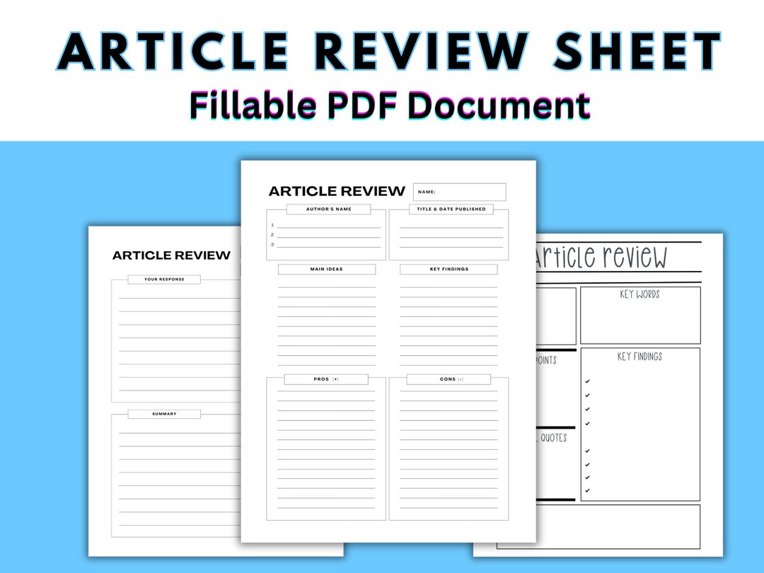 Article Summary Template Student Planner Template Article - Etsy