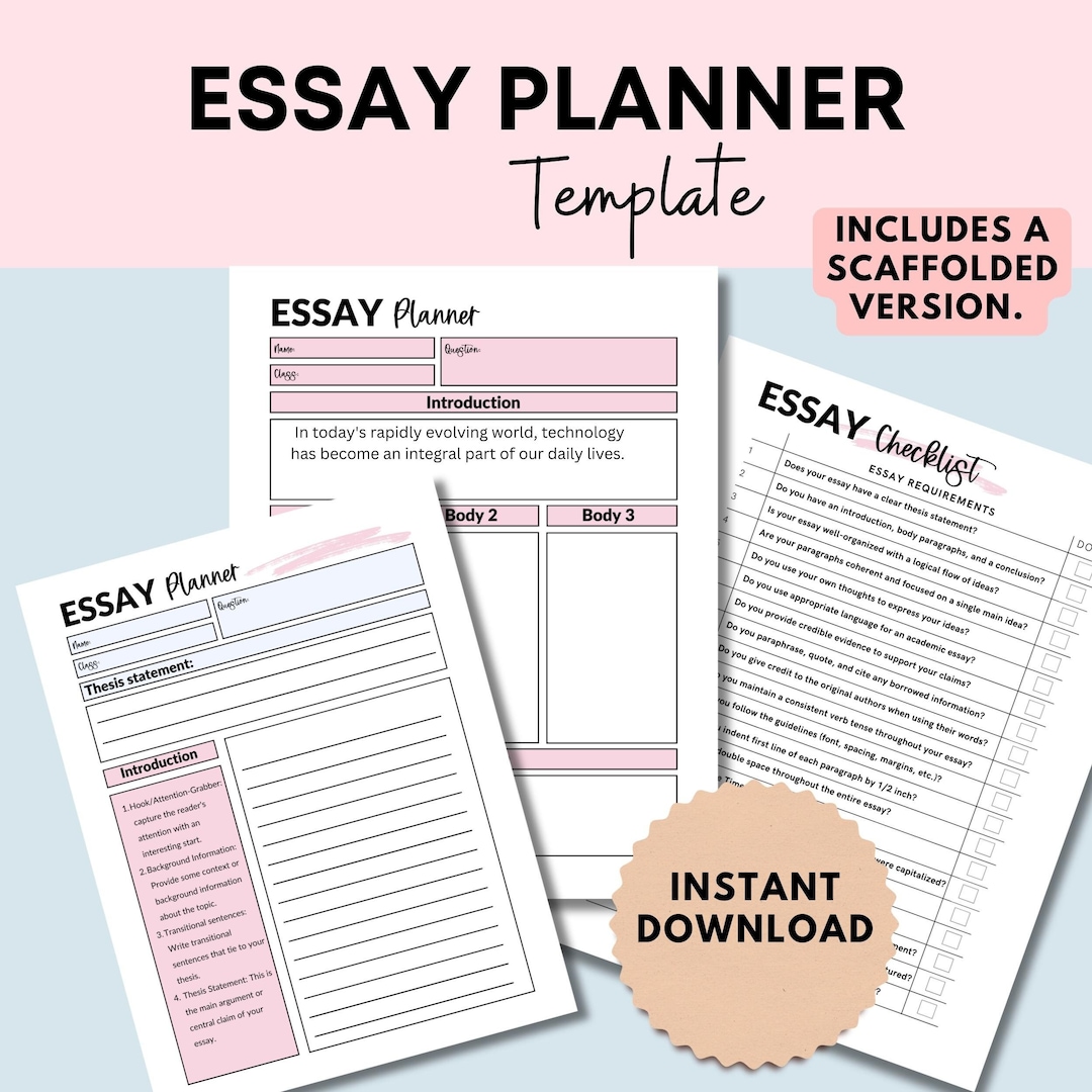 Essay Planner Template Writing Planner Printable Guide Writing ...
