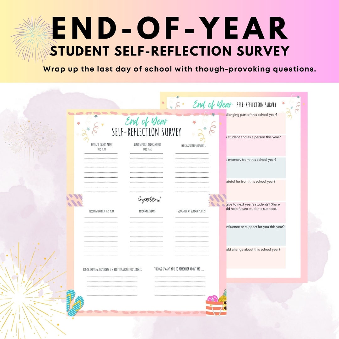 Student End-of-year Self-reflection Student Survey Teacher Printables ...