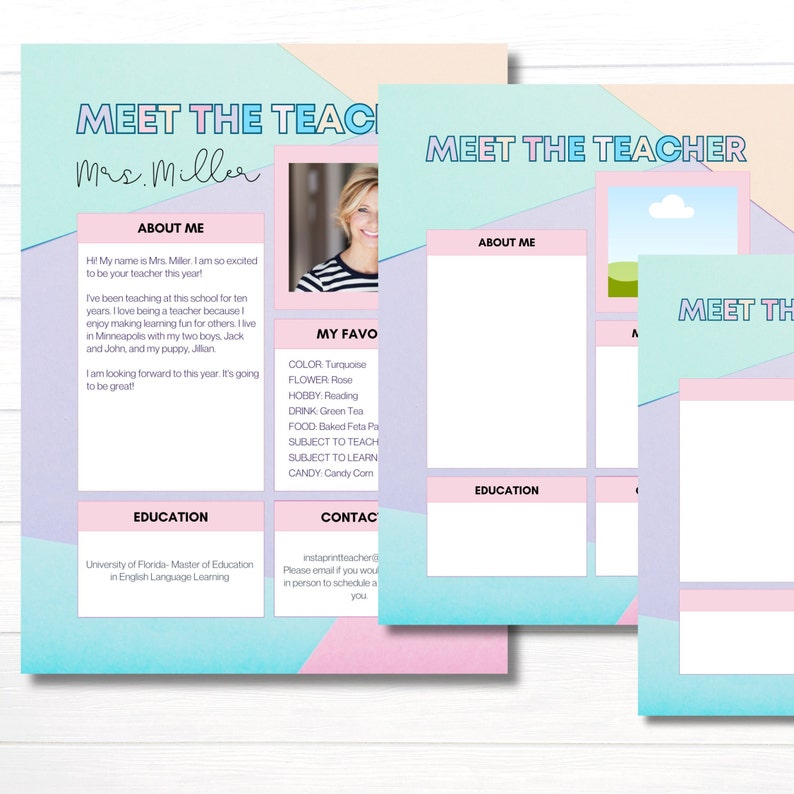 Teacher Introduction Meet the Teacher Classroom Printable Template - Etsy