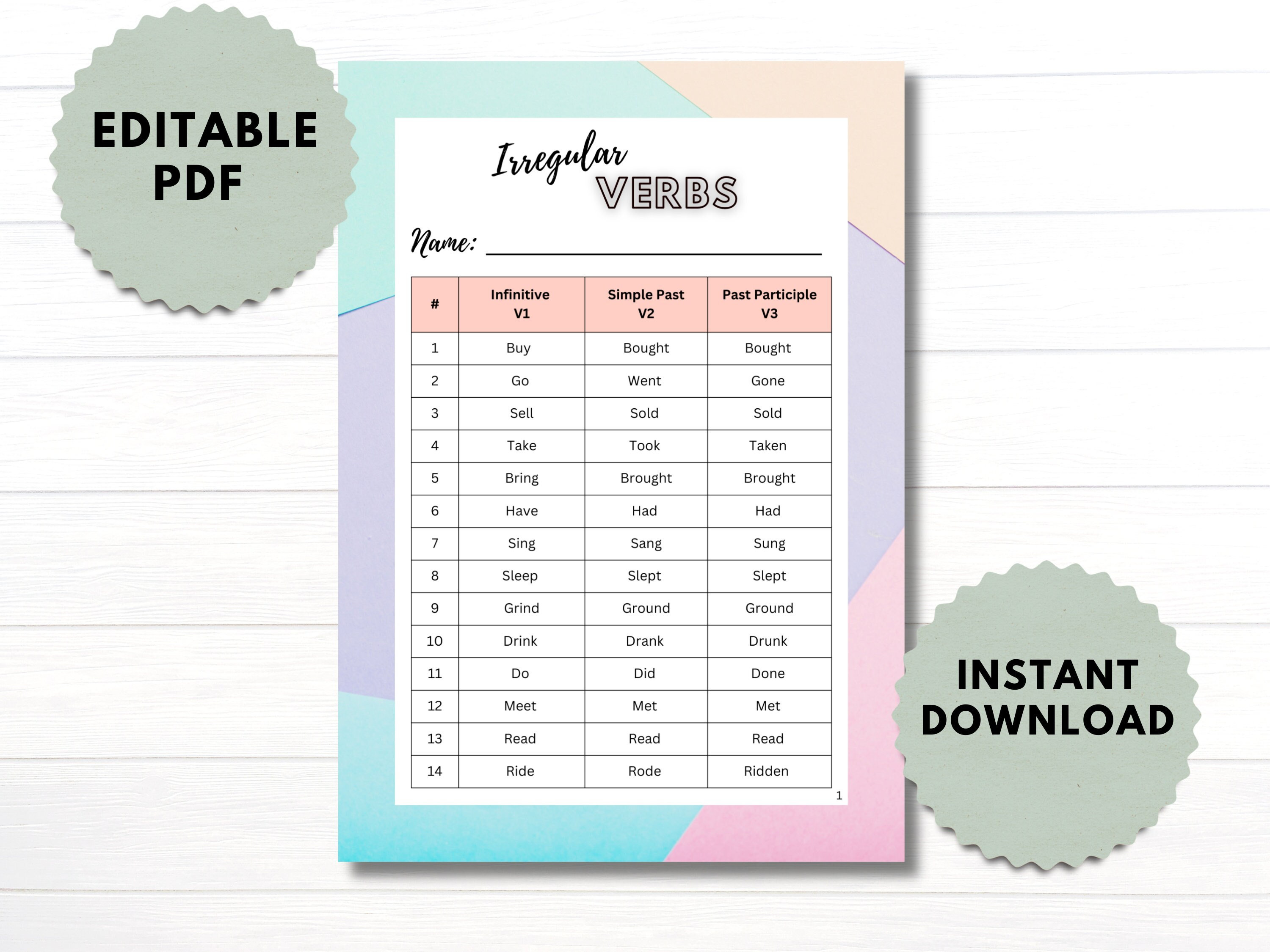 Irregular Verb Free Printable Worksheet Irregular Verb Free Printable Worksheet