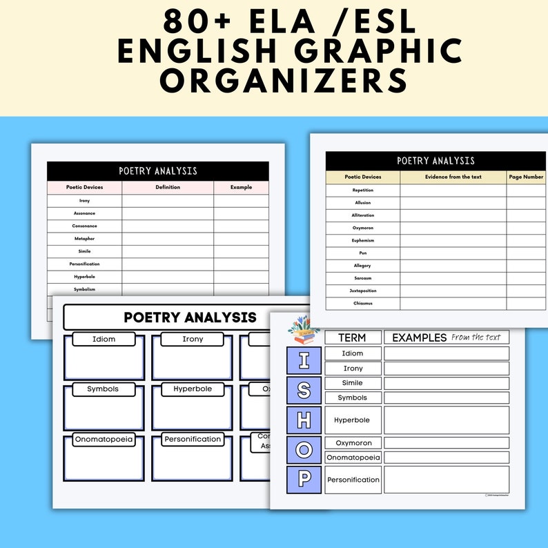 Reading Comprehension Worksheets Graphic Organizer Templates (80+) - Etsy