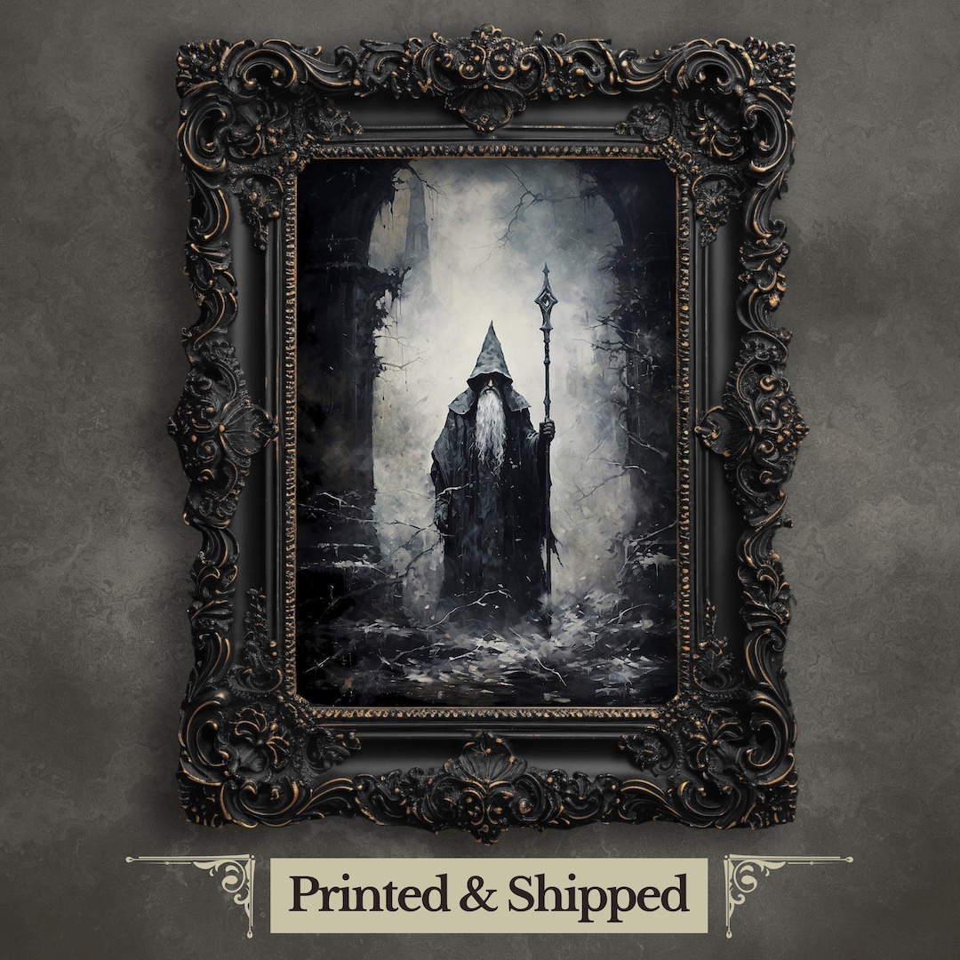 The Dark Wizard Wall Art Print Dark Fairytale Print Mystical Gothic ...