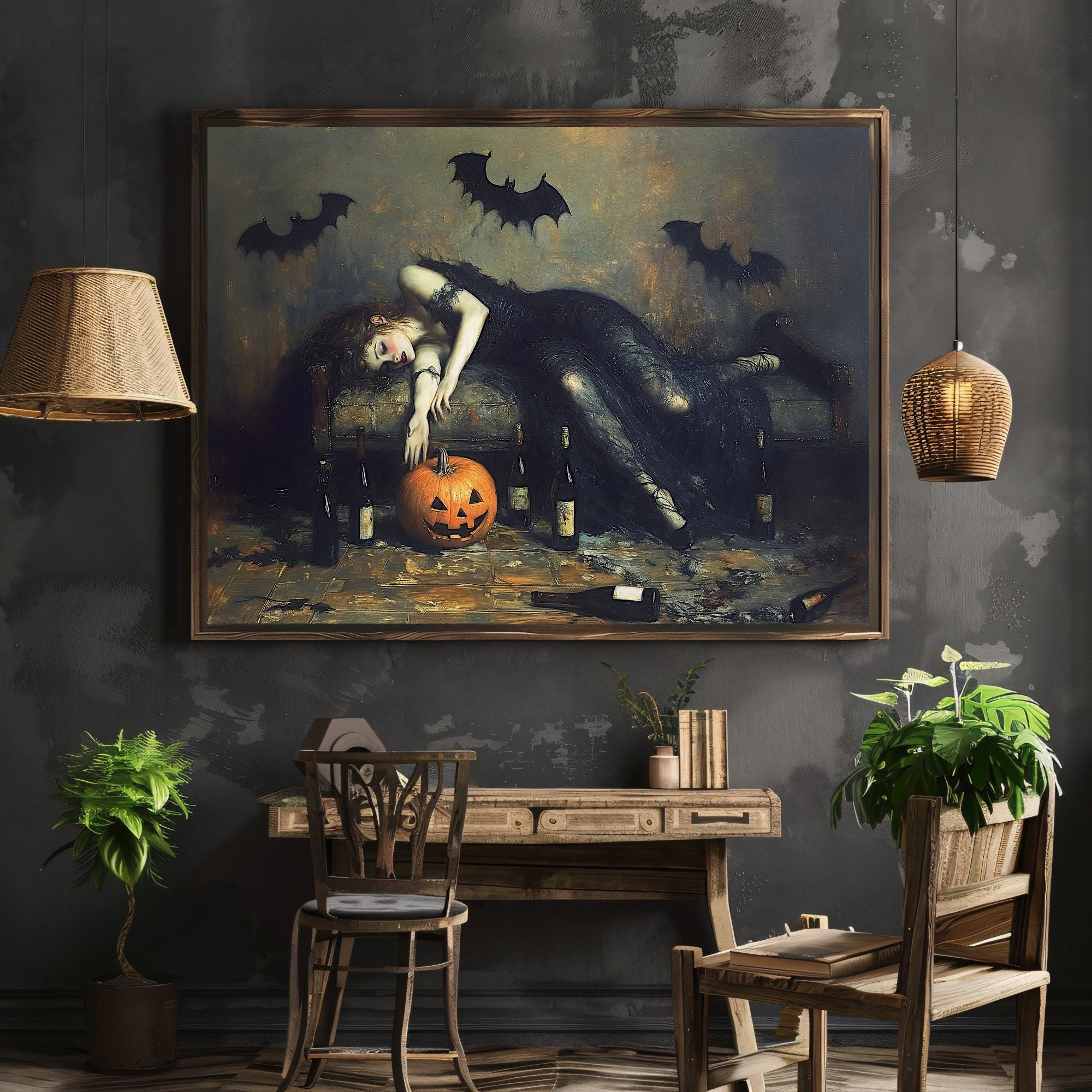 Victorian Halloween Art Print | Decadent Party Aftermath (digital ...