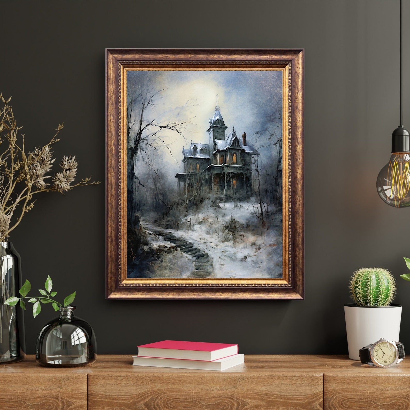 Haunted House Winter Printable Wall Art Lonely Christmas Dark - Etsy