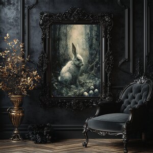 Dark Easter Bunny Printable Wall Art Easter Rabbit Portrait Painting ...