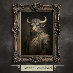 Royal Bull Printable Wall Art Renaissance Animal Portrait Painting ...