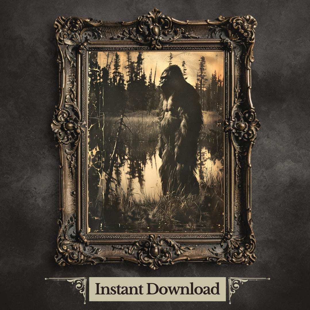Bigfoot Printable Wall Art Dark Woodland Vintage Photograph Cryptid ...
