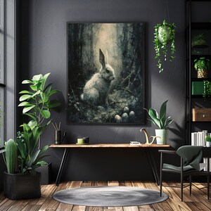 Dark Easter Bunny Printable Wall Art Easter Rabbit Portrait Painting ...