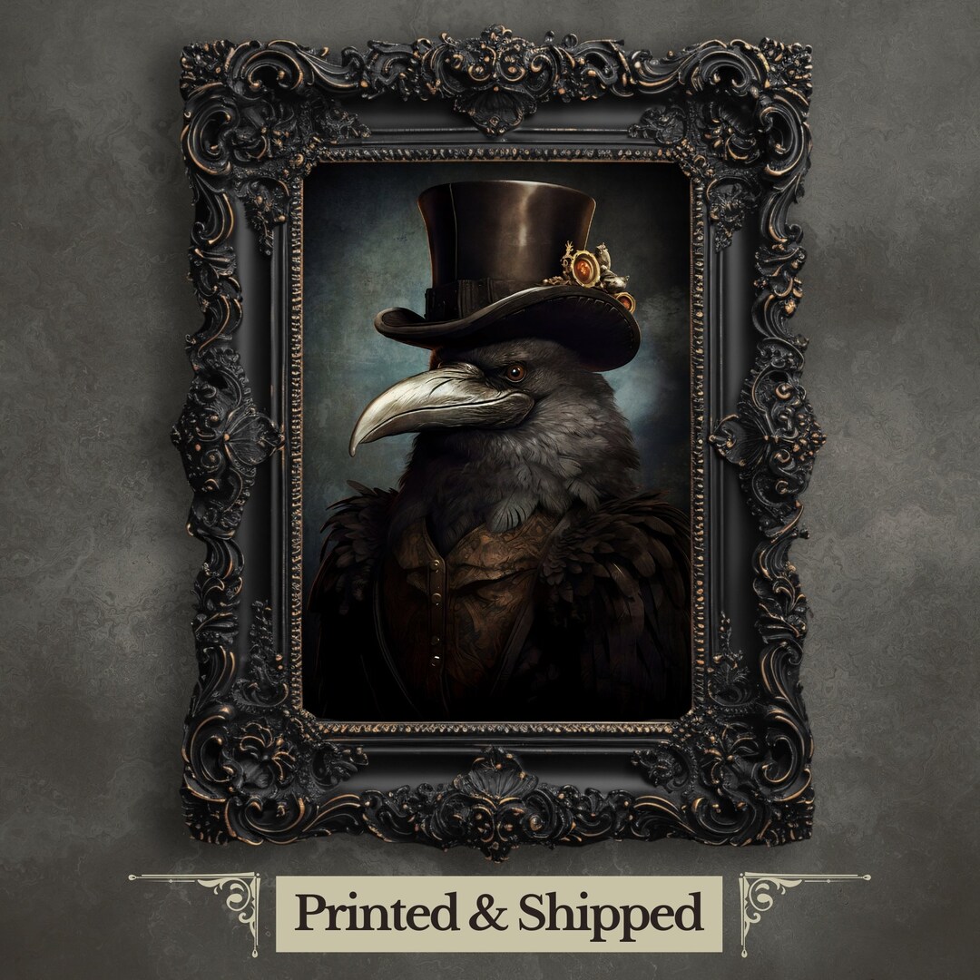 Victorian Crow Wall Art Print Vintage Animal Portrait Quirky Decor ...
