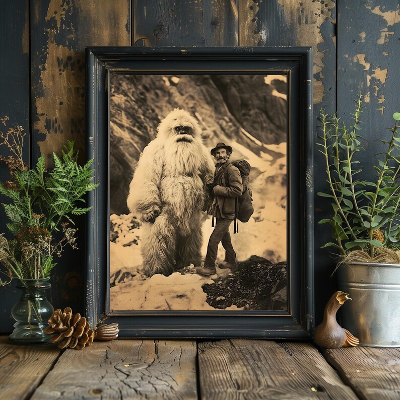 Customizable Yeti and Explorer Art Print, Funny Cryptid Gift - Etsy