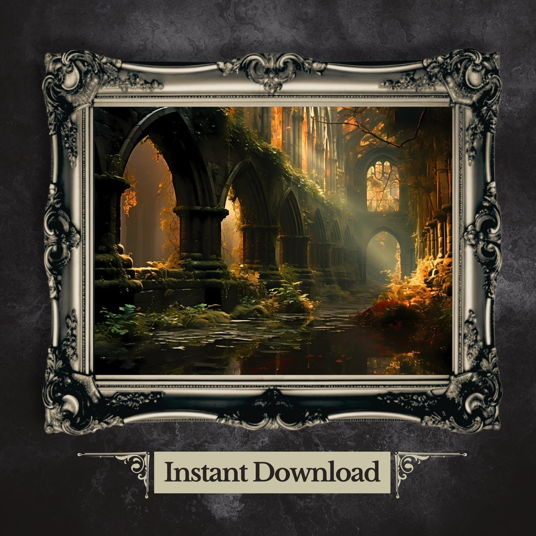 Abandoned Monastery Art Print: Dark Cottagecore Gothic Decor (digital ...