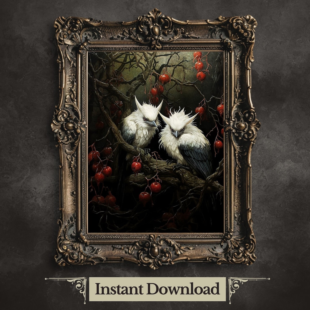 Evil White Birds Printable Wall Art Haunted Woodland Dark Spooky Decor ...