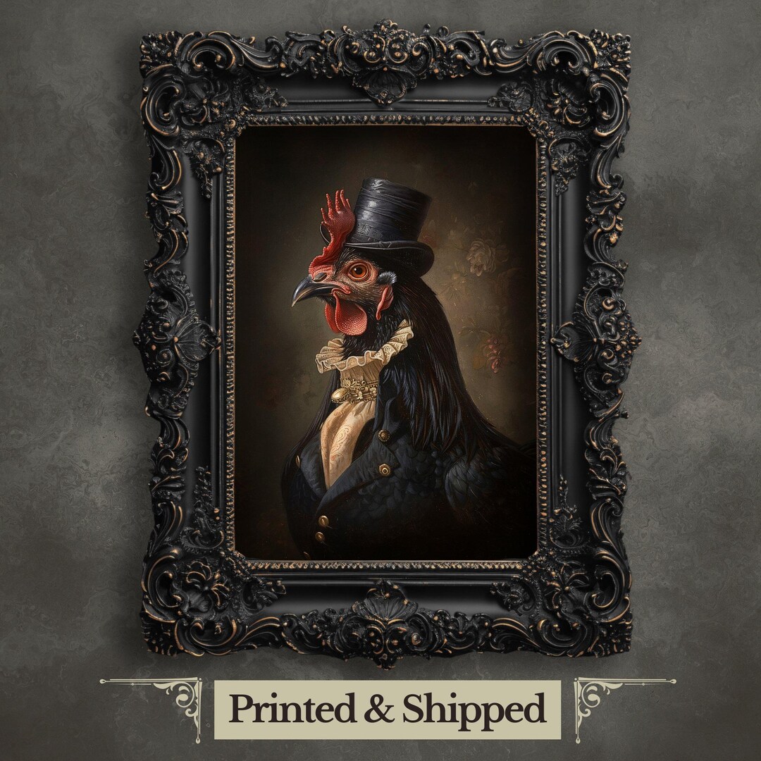 Victorian Chicken Portrait Print, Dark Animal Wall Art - Etsy