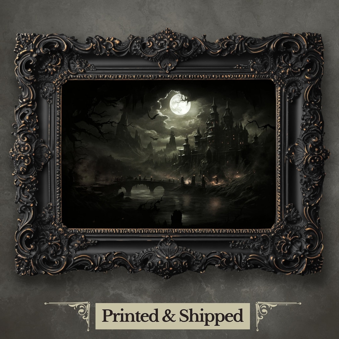Draculas Castle Wall Art Print Antique Dark Academia Artwork Gothic ...