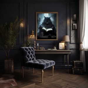 Dark Cat Wizard Printable Wall Art Fantasy Wall Decor Dark Cottagecore ...