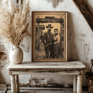 Customizable Wild West Couple Portrait Print, Western Romance Art - Etsy
