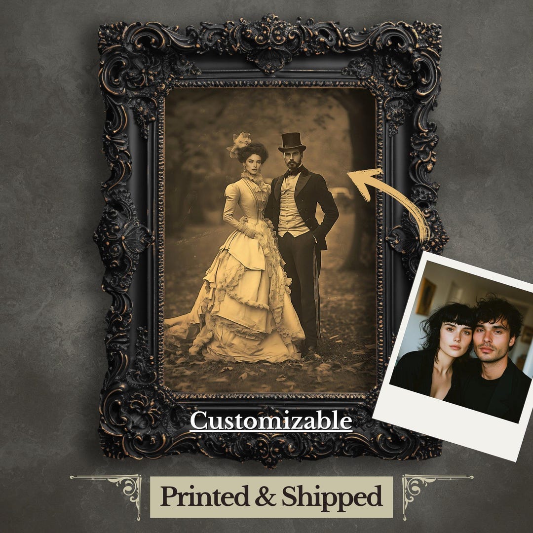Victorian Couple Portrait Art Print | Customizable Romantic Gift - Etsy