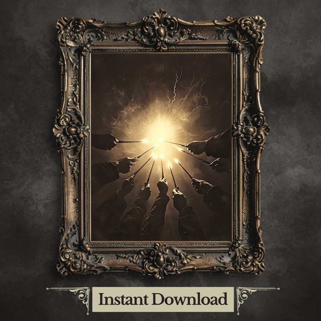 Vintage Wizards and Witches Ritual Print, Sepia Fantasy Art (digital ...