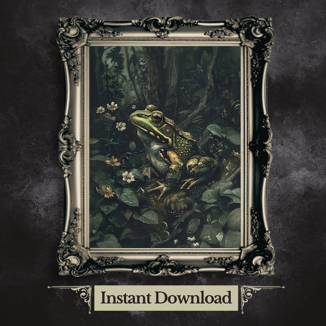 Forest Frog Printable Wall Art Dark Woodland Print Vintage Nature Print ...