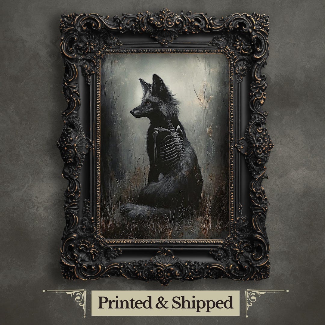 Ethereal Fox Wall Art Print With Mystical and Gothic Elements Dark ...