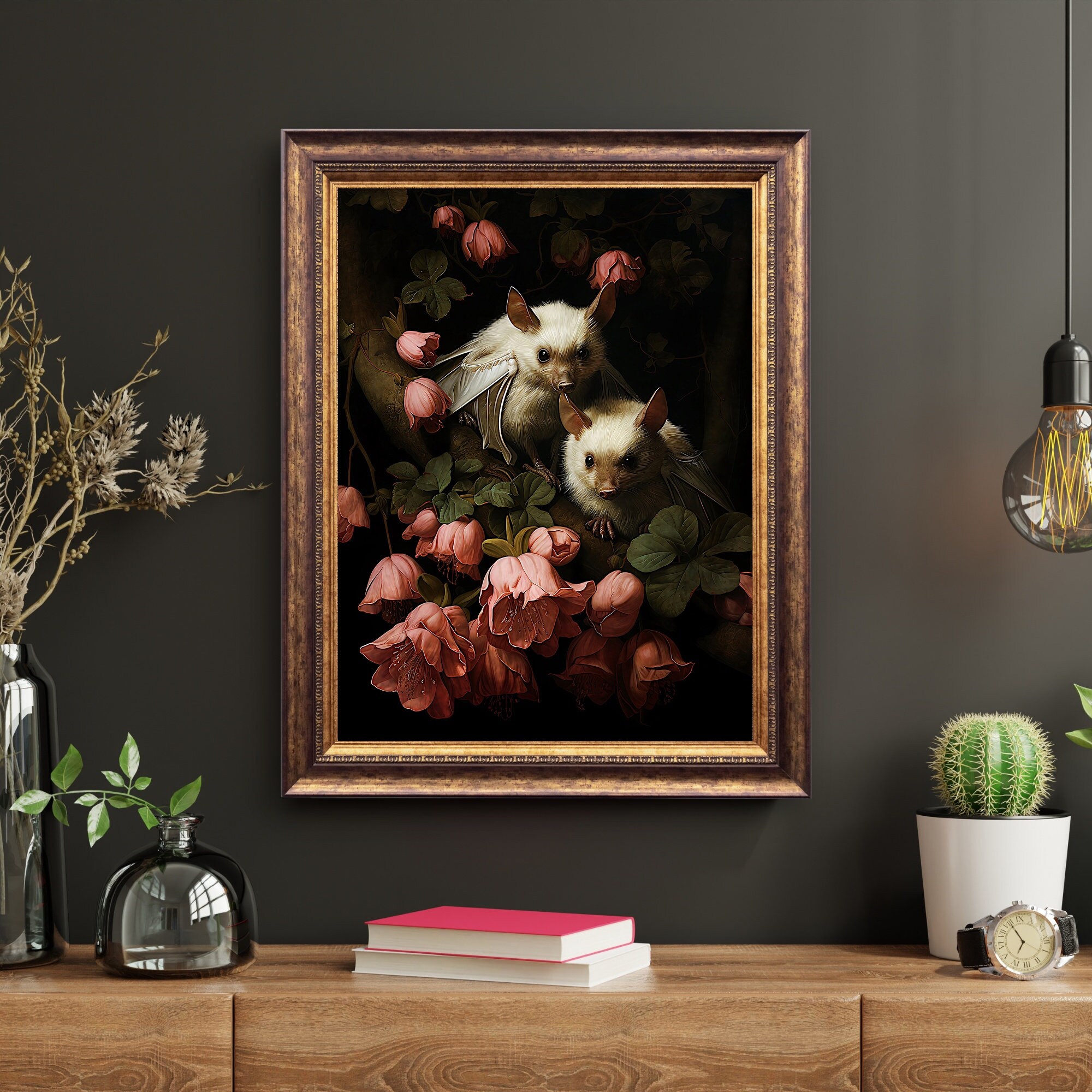 White Bats Portrait Dark Cottagecore Decor Goth Wall Art - Etsy