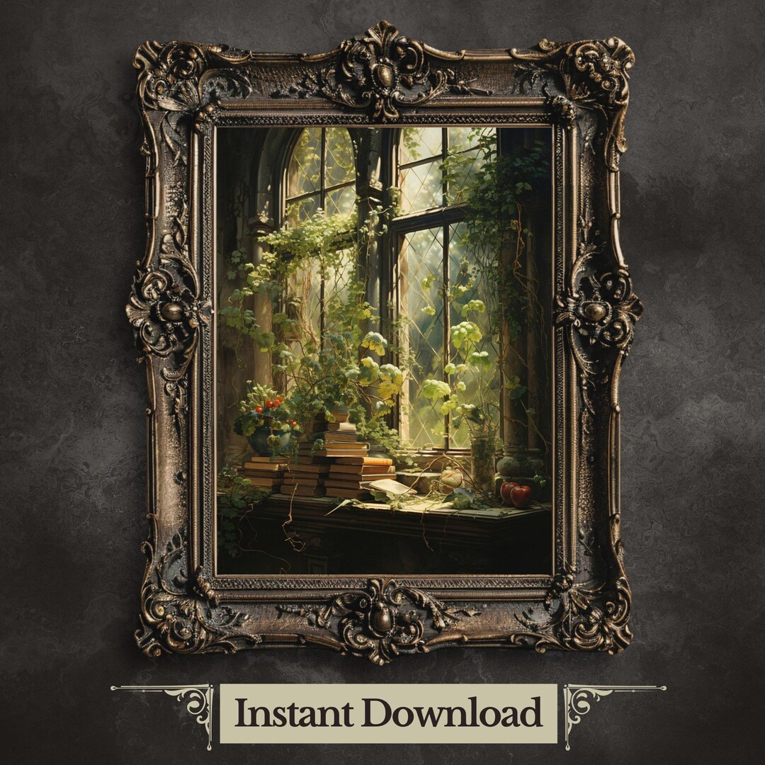Overgrown Window Painting: Dark Cottagecore Wall Art (digital Download ...