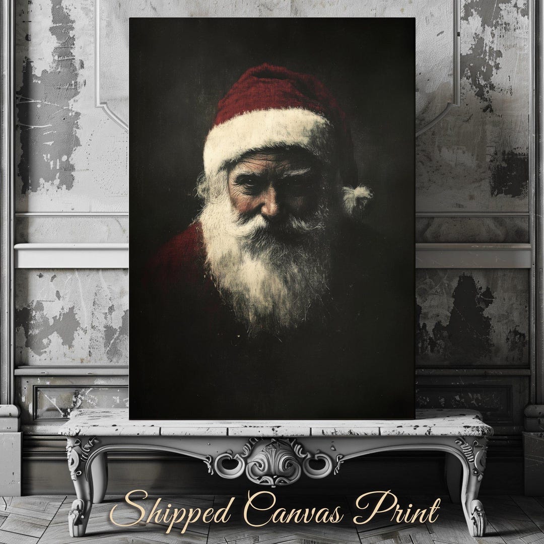 Gothic Santa Canvas Print, Moody Christmas Portrait - Etsy