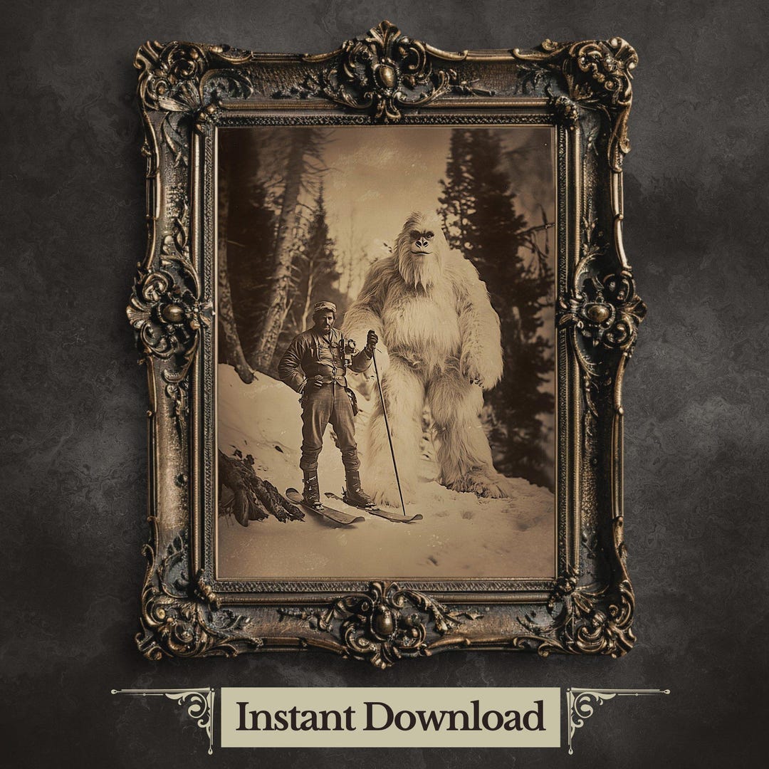 Vintage Yeti Encounter Print, Gothic Cryptid Folklore (digital Download ...
