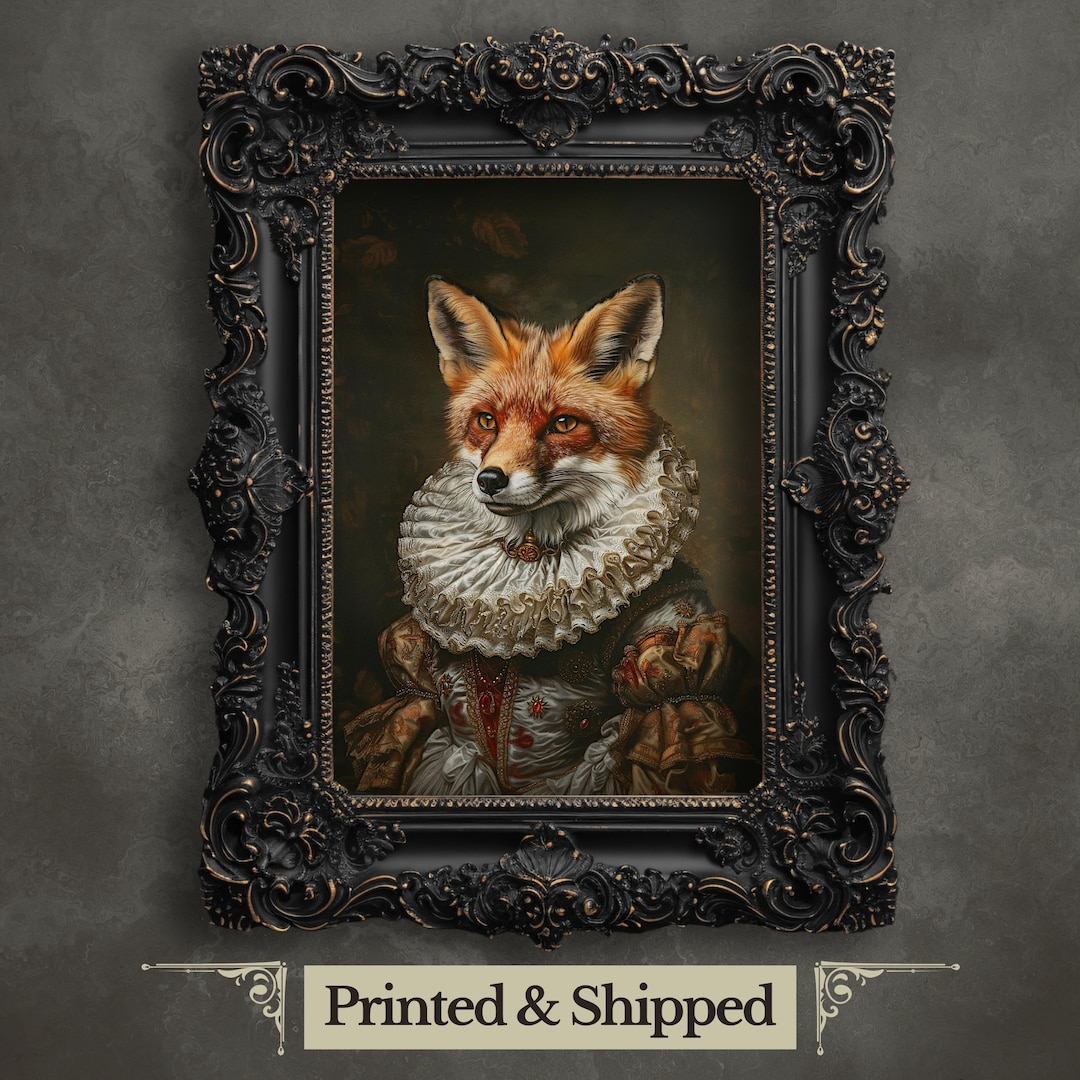 Renaissance Fox Lady Wall Art Print Vintage Portrait Painting of Fox ...