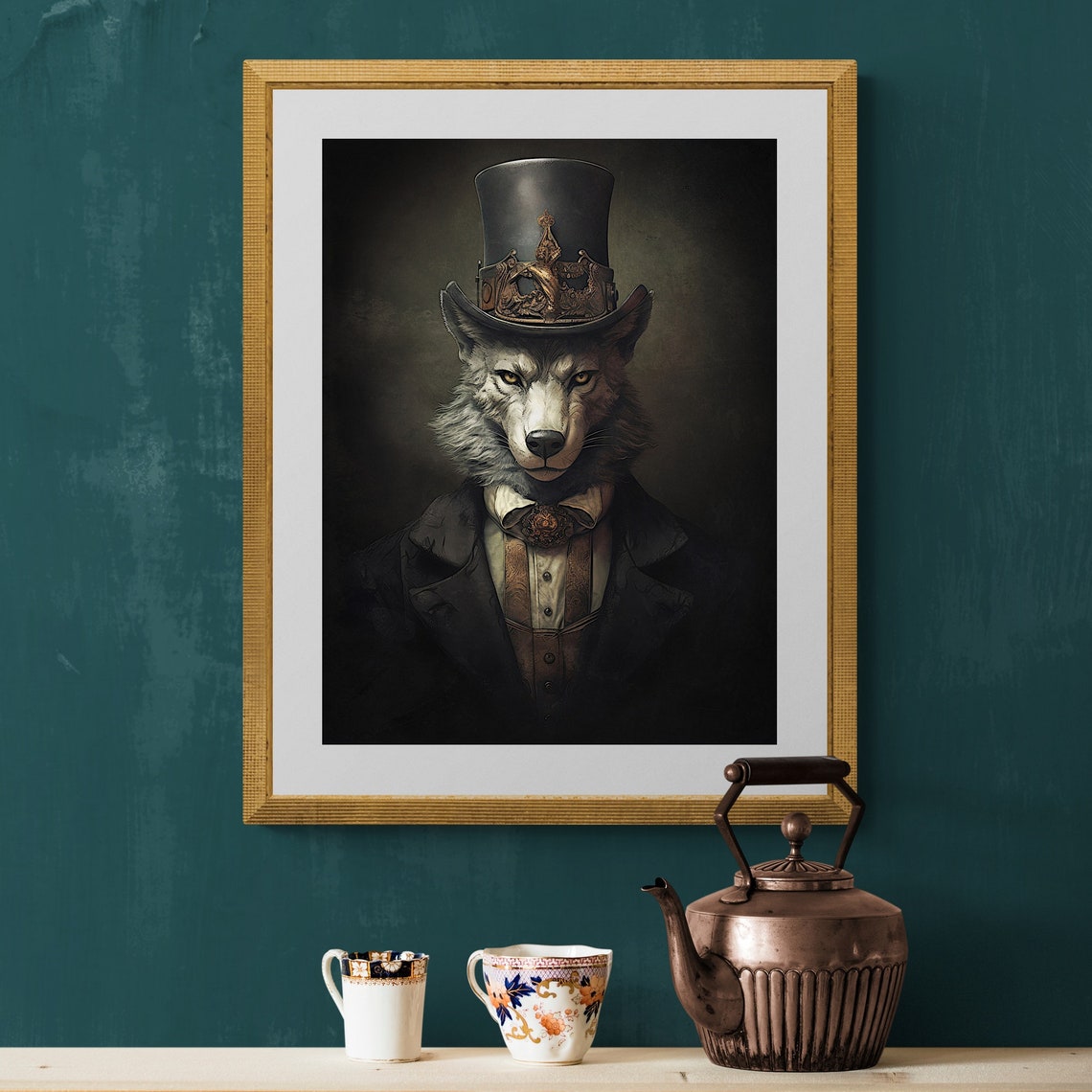 Victorian Wolf Gentleman Printable Wall Art Dark Cottagecore - Etsy