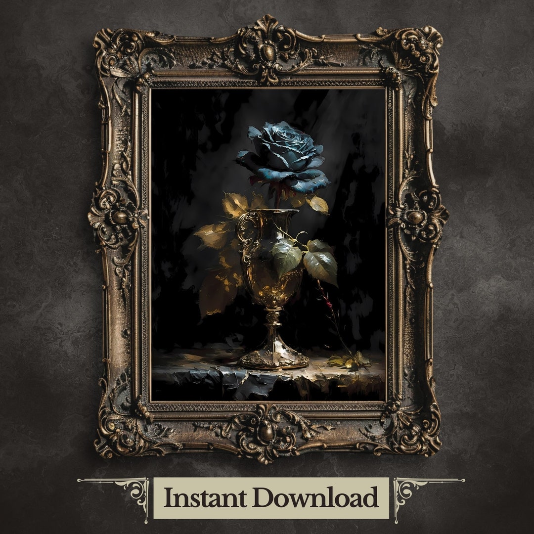 Blue Rose Still Life Art Print: Gothic Floral Decor (digital Download ...