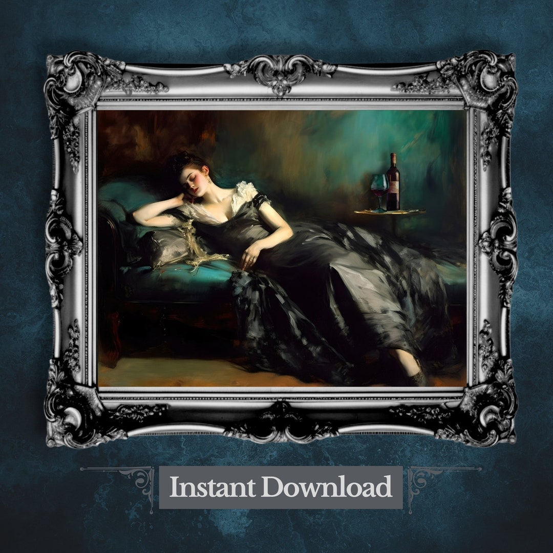 Victorian Woman Sleeping Printable Wall Art Dark Academia Print Gothic ...