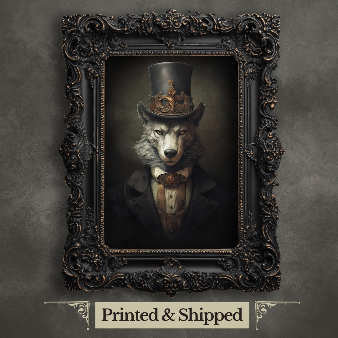 Victorian Wolf Portrait Print: Gothic Dark Academia Wall Art - Etsy