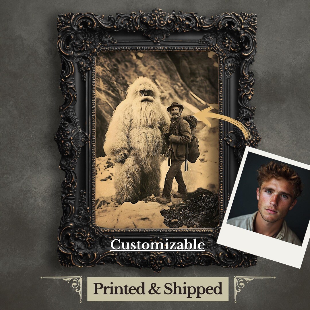 Customizable Yeti and Explorer Art Print, Funny Cryptid Gift - Etsy