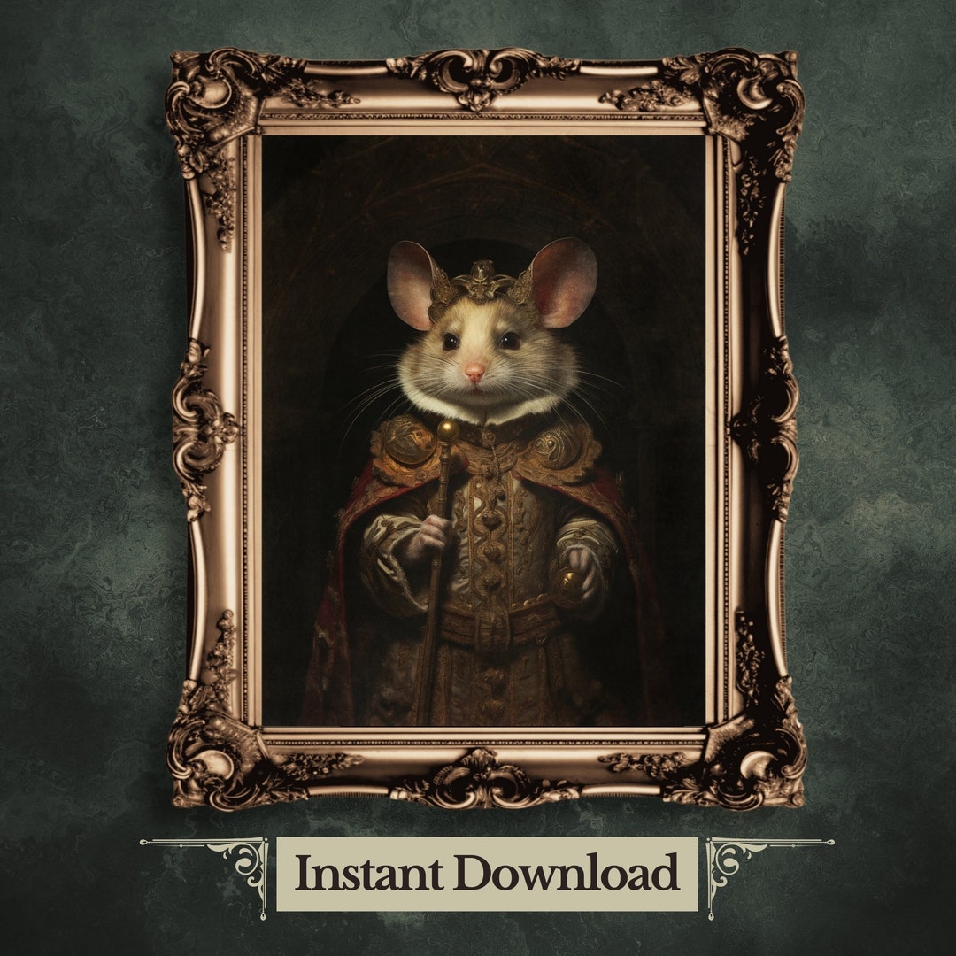 Royal Mouse Printable Wall Art Renaissance Animal Portrait Painting ...