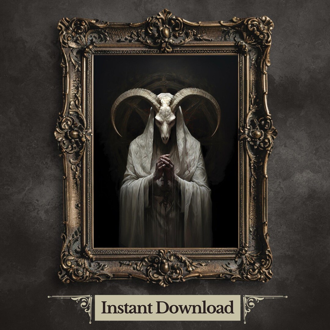 Baphomet Printable Wall Art Dark Gothic Print Dark Aesthetic Room Decor ...