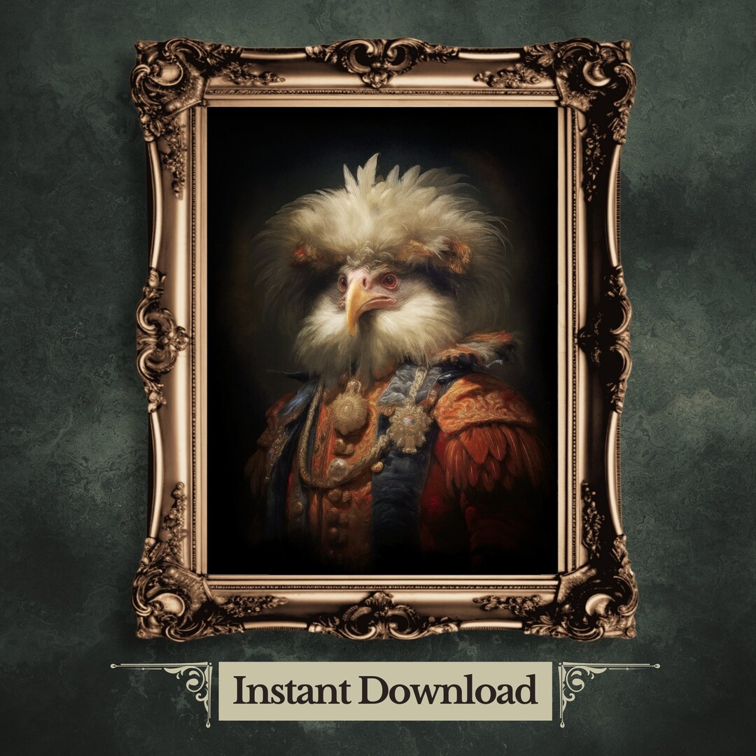 Royal Huhn druckbare Wand Kunst Renaissance Tier Portrait Malerei ...
