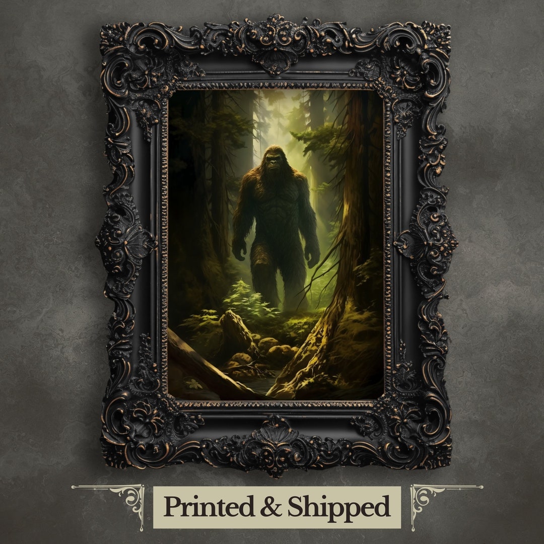 Sasquatch Wall Art Print Dark Woodland Artwork Mysterious Bigfoot Wall ...