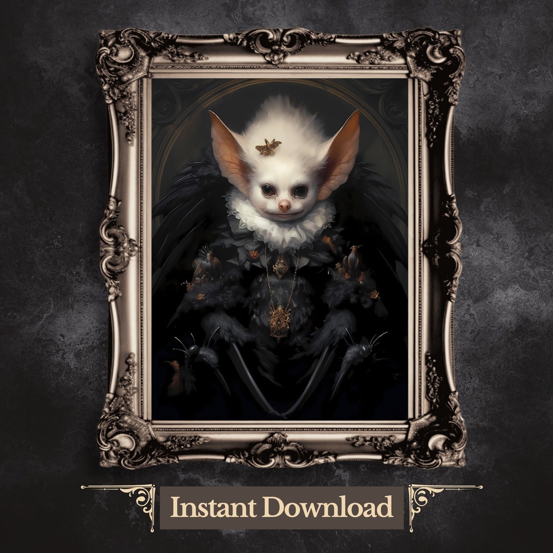 Victorian Bat Queen Portrait, Gothic Dark Academia Wall Art (digital ...
