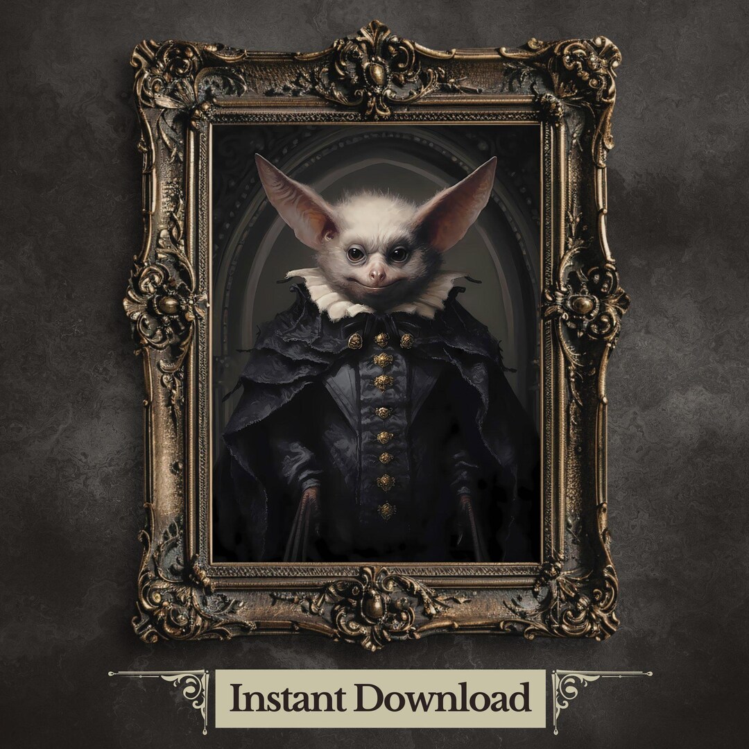 Bat King Printable Wall Art Gothic Portrait Vintage Dark Academia Print ...