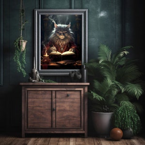 Cat Wizard Printable Wall Art Fantasy Wall Decor Artwork Mystic Gothic ...